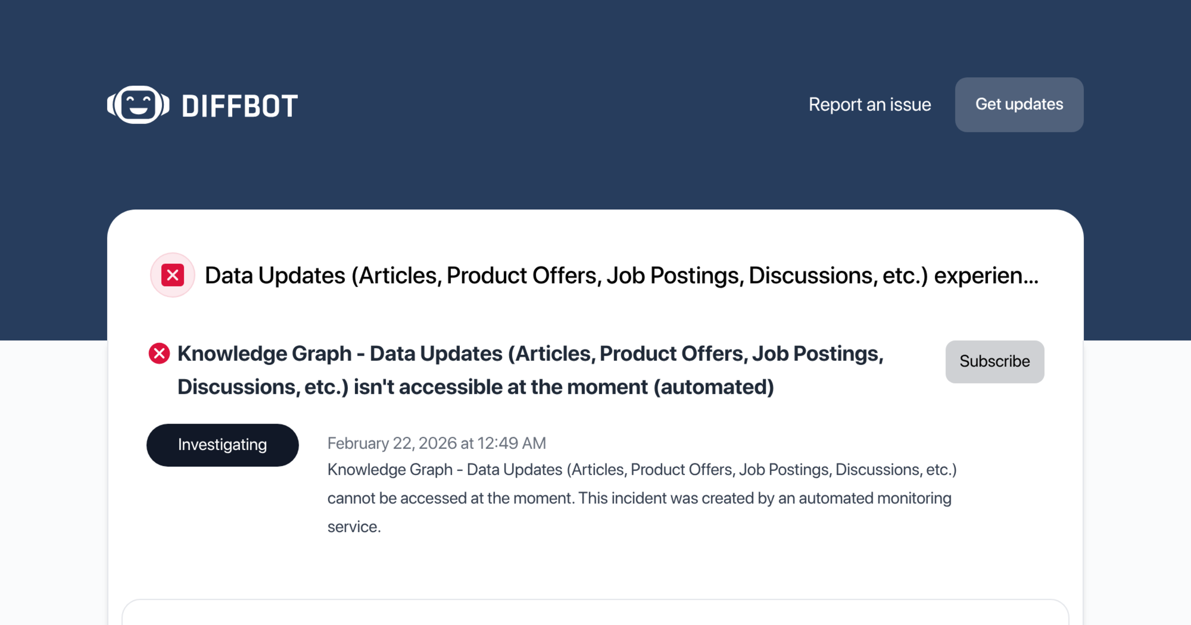 Diffbot - Status